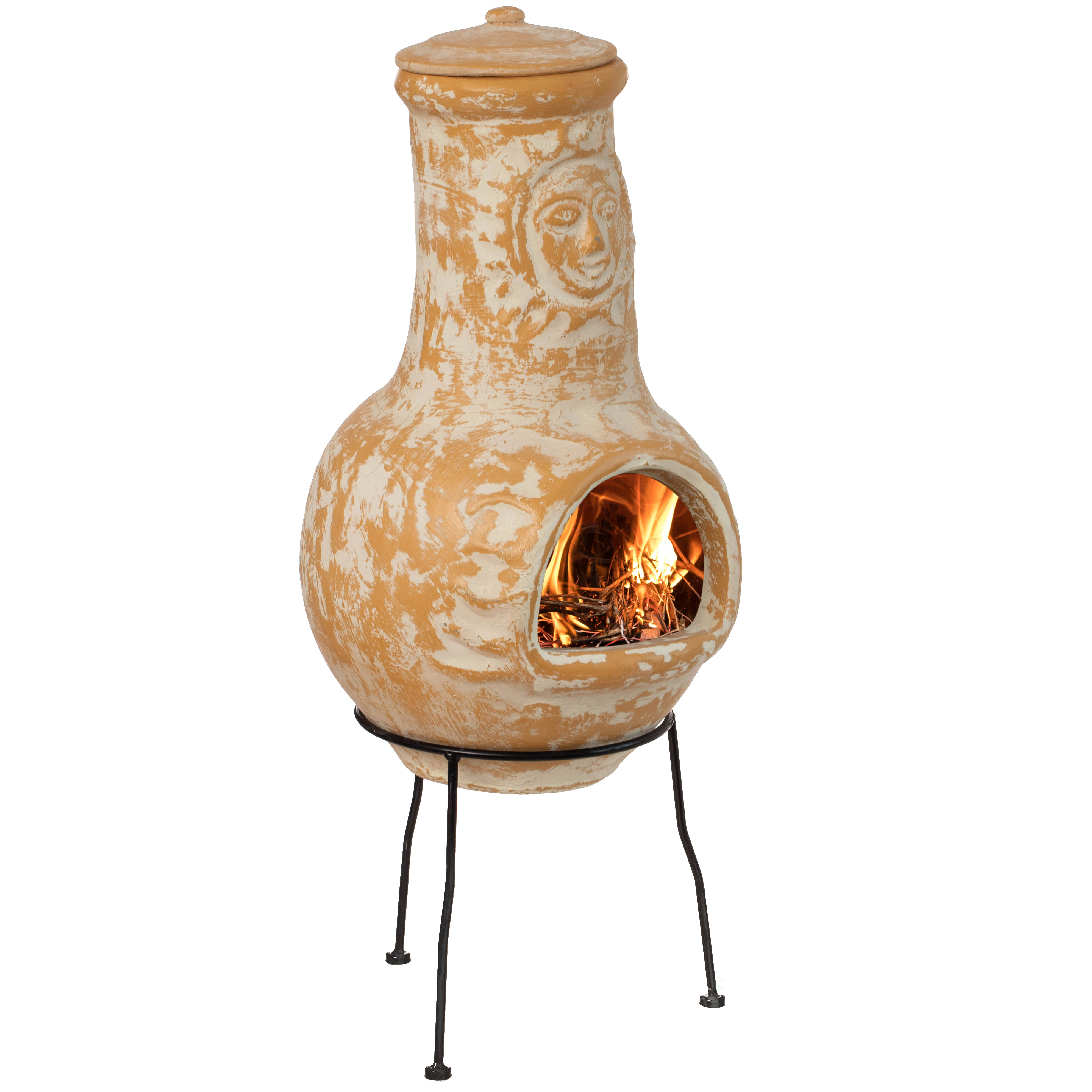Bungalow Rose Lucrece 19" H x 13.5" W Clay Wood Burning Outdoor ...