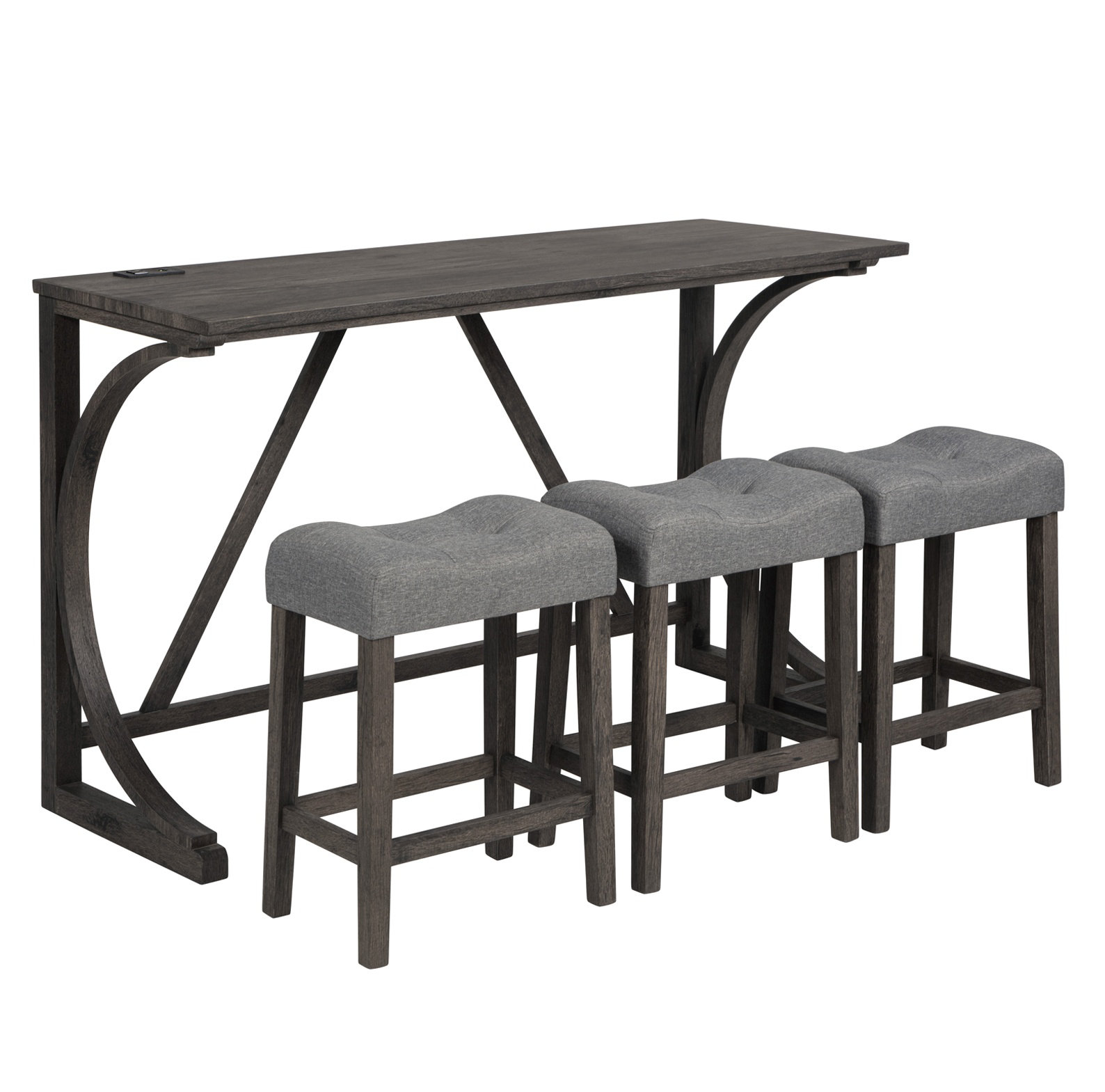 Red Barrel Studio® 4-Piece Bar Table Set with Power Outlet, Dining Bar ...