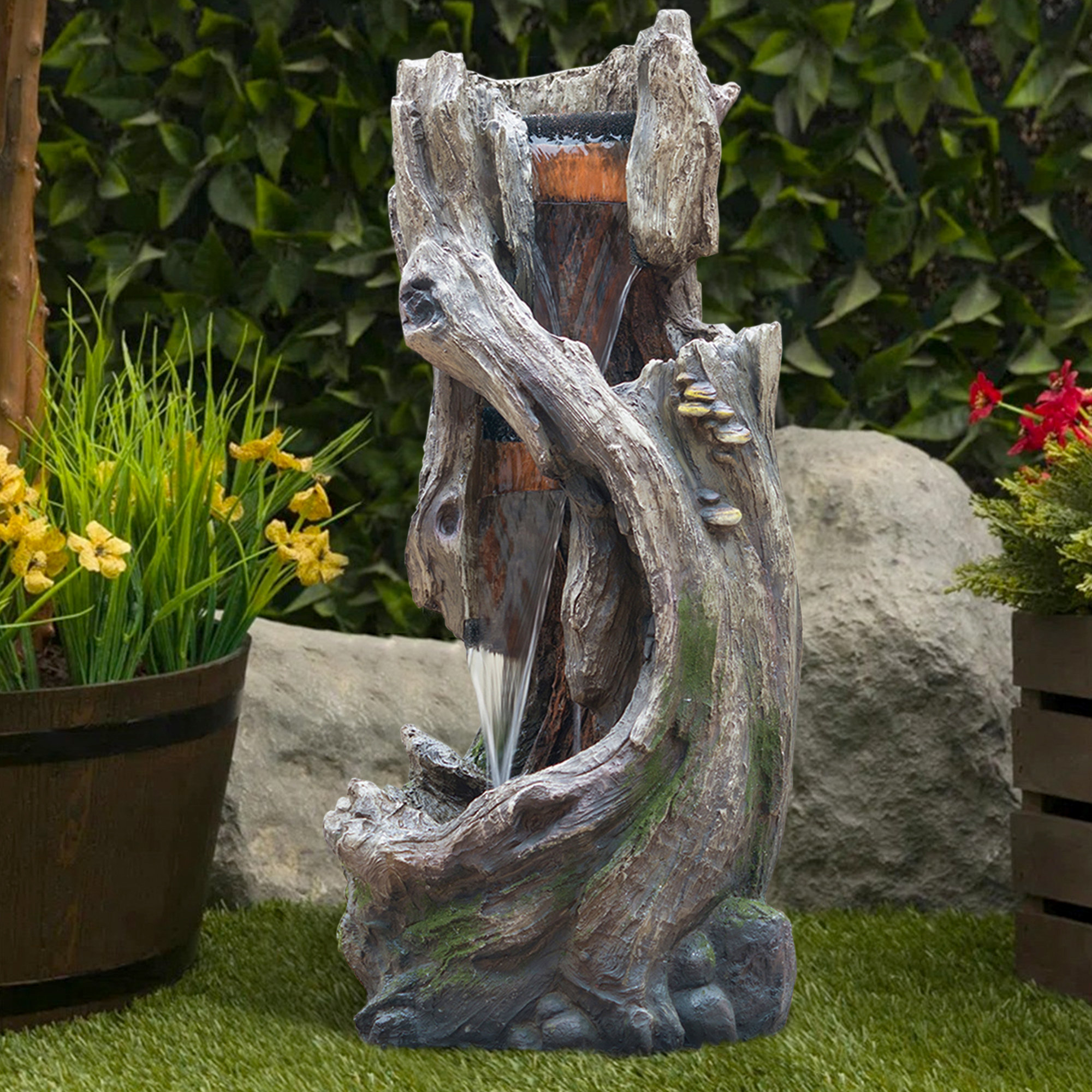 Loon Peak 17.7x15.4x39.4" Indoor Outdoor Tree Trunk Fountain,garden ...