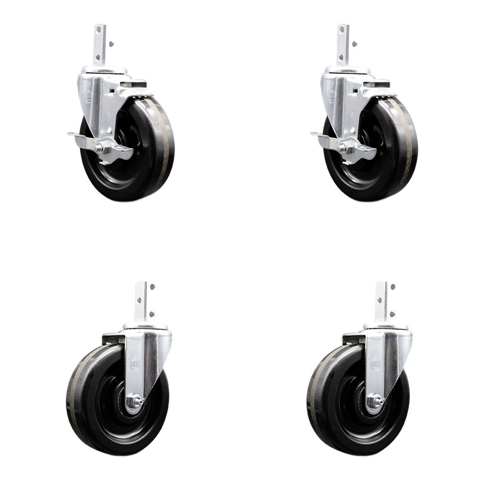 Service Caster Phenolic Wheel Swivel Square Stem Caster Set 2 Brakes ...