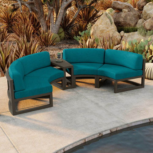 Joss & Main Bergeron Outdoor Curved Patio Sectional with Sunbrella ...