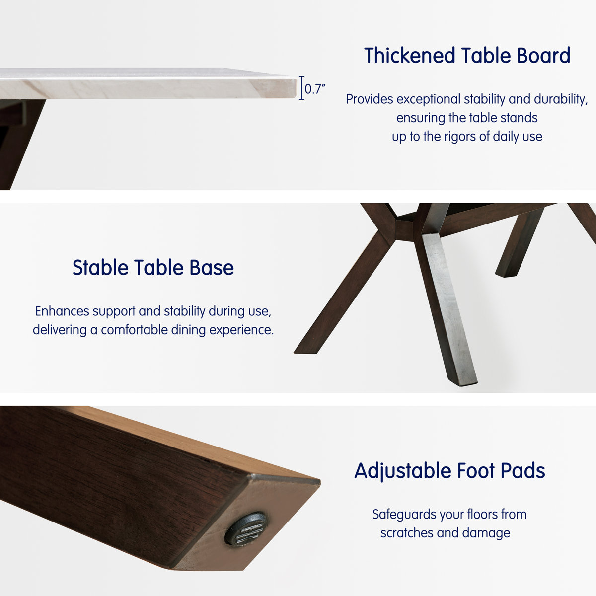 Ivy Bronx 71 inch Marble Dining Table, Modern Dinner Table with Solid ...