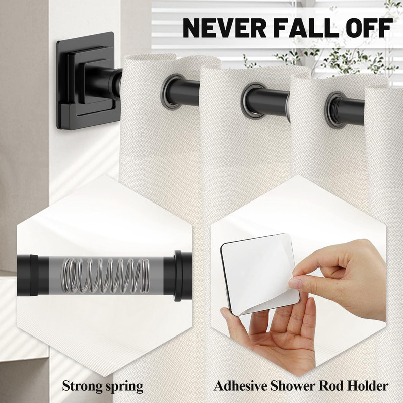 Tromay Adjustable Tension Shower Curtain Rod | Wayfair