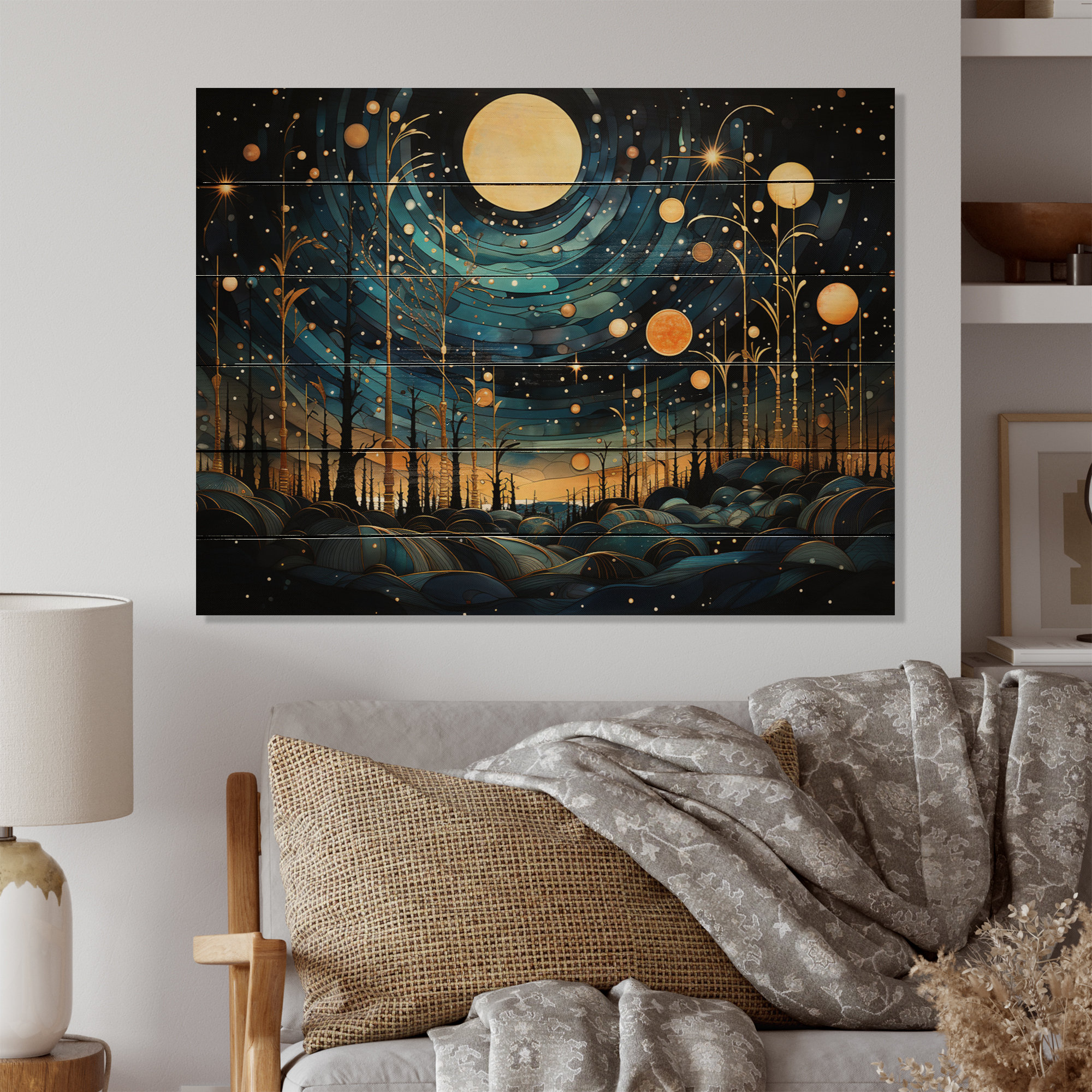 Red Barrel Studio® Jamorris Sky Celestial Mosaic Landscape III On Wood ...