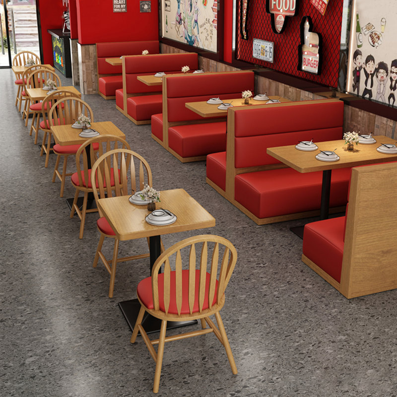 Canadian Linen Modern Simple Cafe Restaurant Red Benches Faux Leather ...