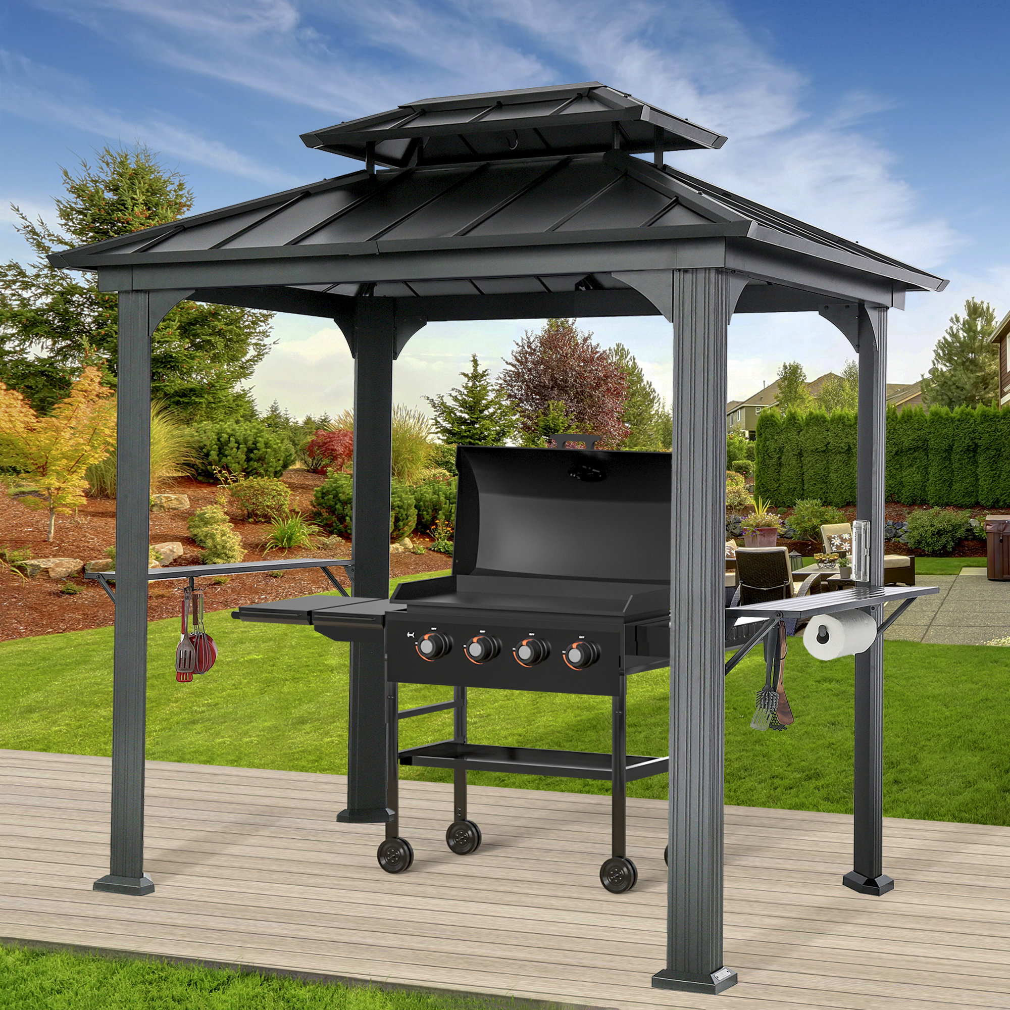 MODERN SHADE OUTDOOR LIVING SPACES Belmont 6 Ft. W x 8 Ft. D Aluminum ...