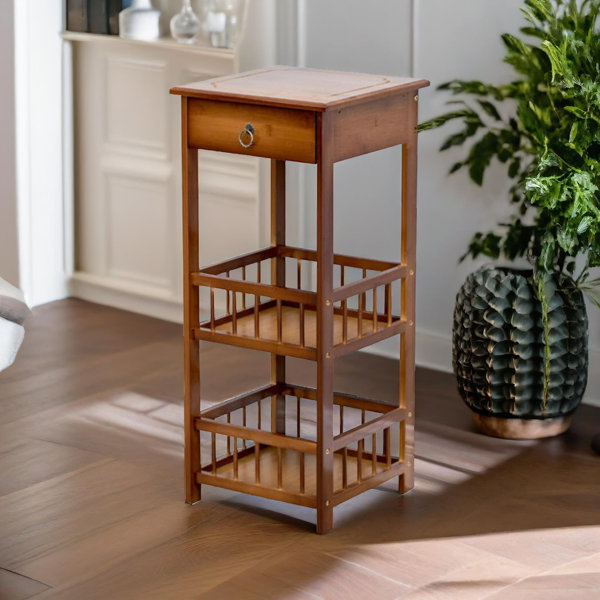 Borough Wharf Rosalez Wooden 2 Tier / 3 Tier Tall Side Table, End ...