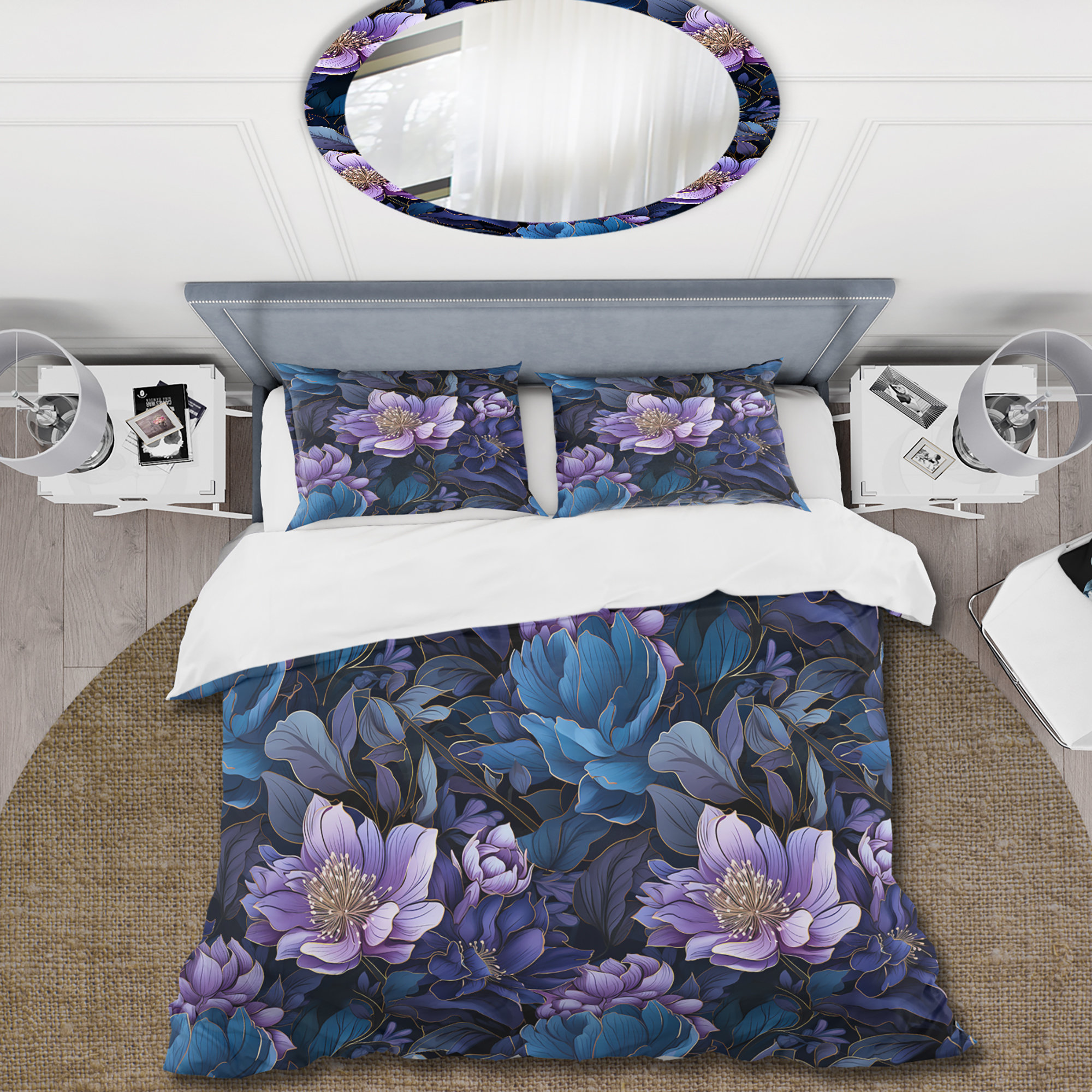 Design Art Moody Flora Moody Patterns - Floral Duvet Cover Set | Wayfair