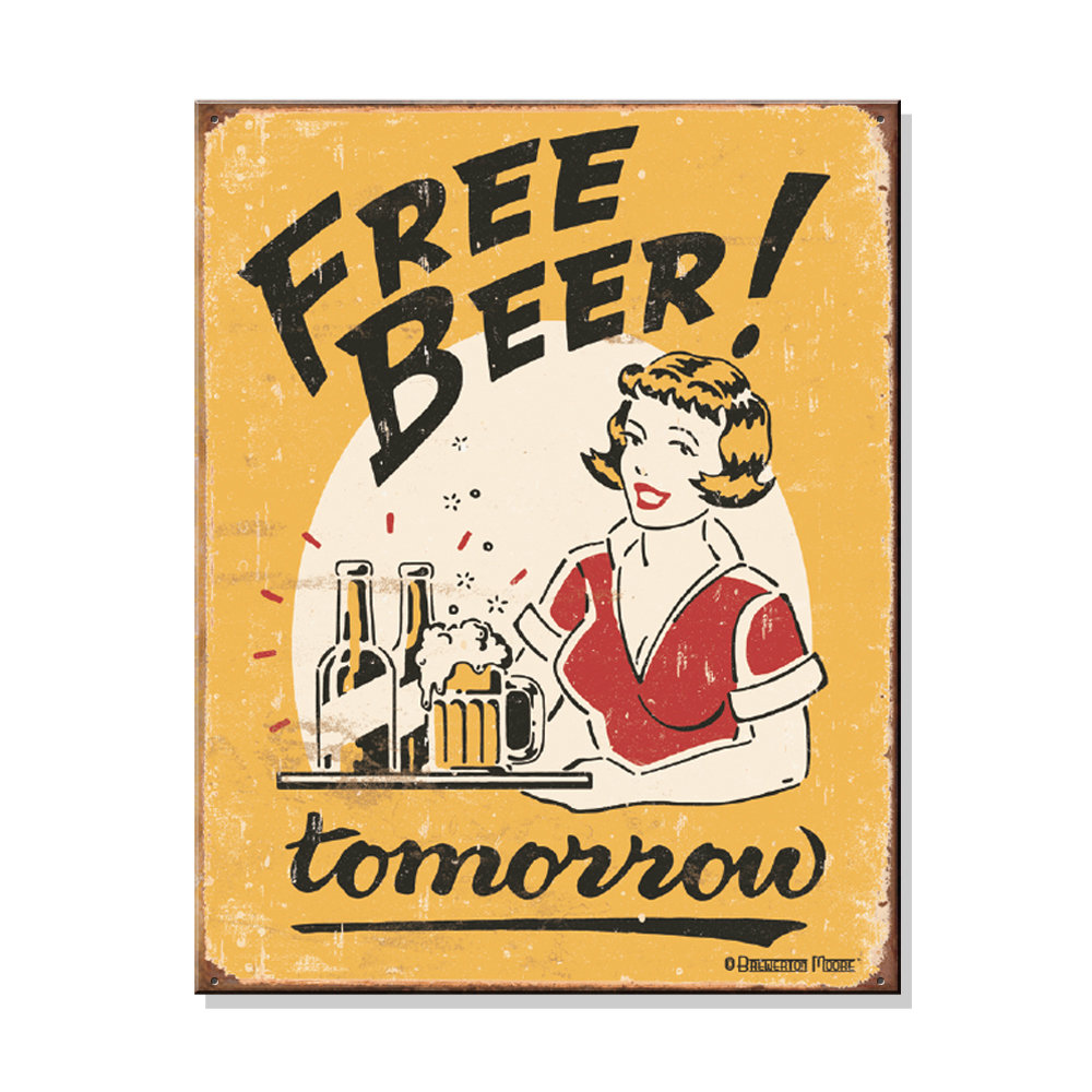 Trinx " Moore - Free Beer Metal Sign " - Wayfair Canada