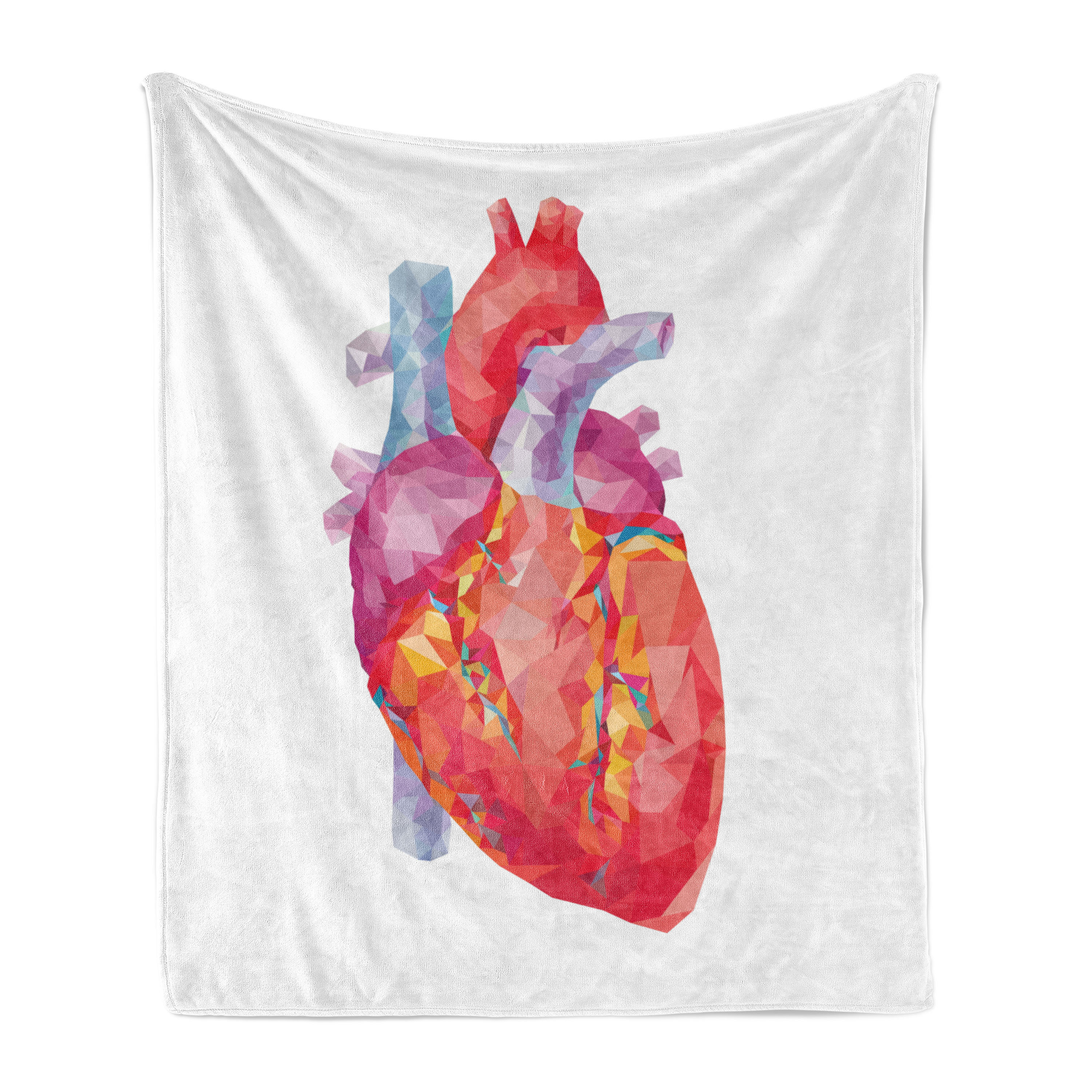 Ambesonne Anatomy Fleece Throw Blanket Polygon Art Human Heart ...