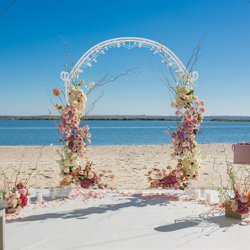 LUVODI Large Wedding Arch Backdrop Stand Metal Arch Frame in White ...