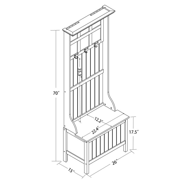 Charlton Home® Wainwright Hall Tree 26'' Wide with Bench and Shoe ...