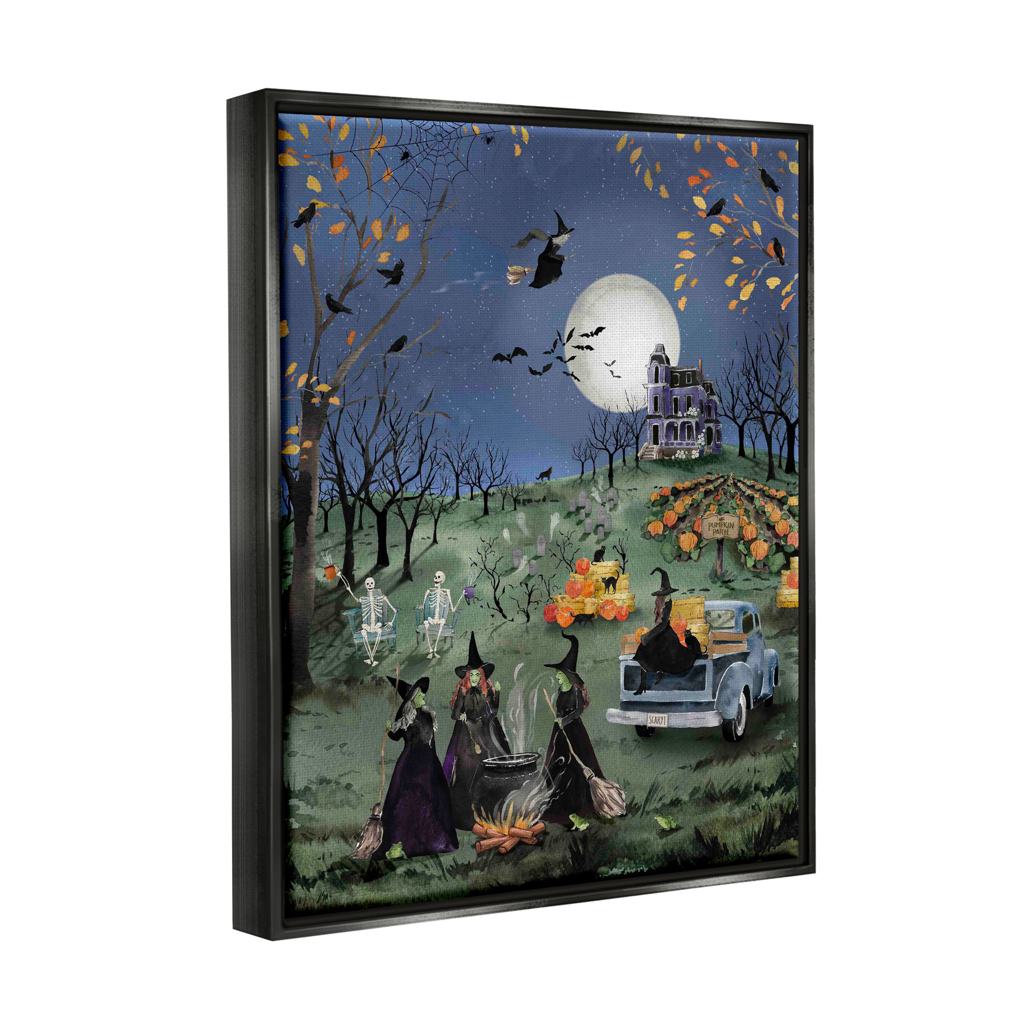 Stupell Industries Autumnal Witches Scene Framed On Canvas by ...
