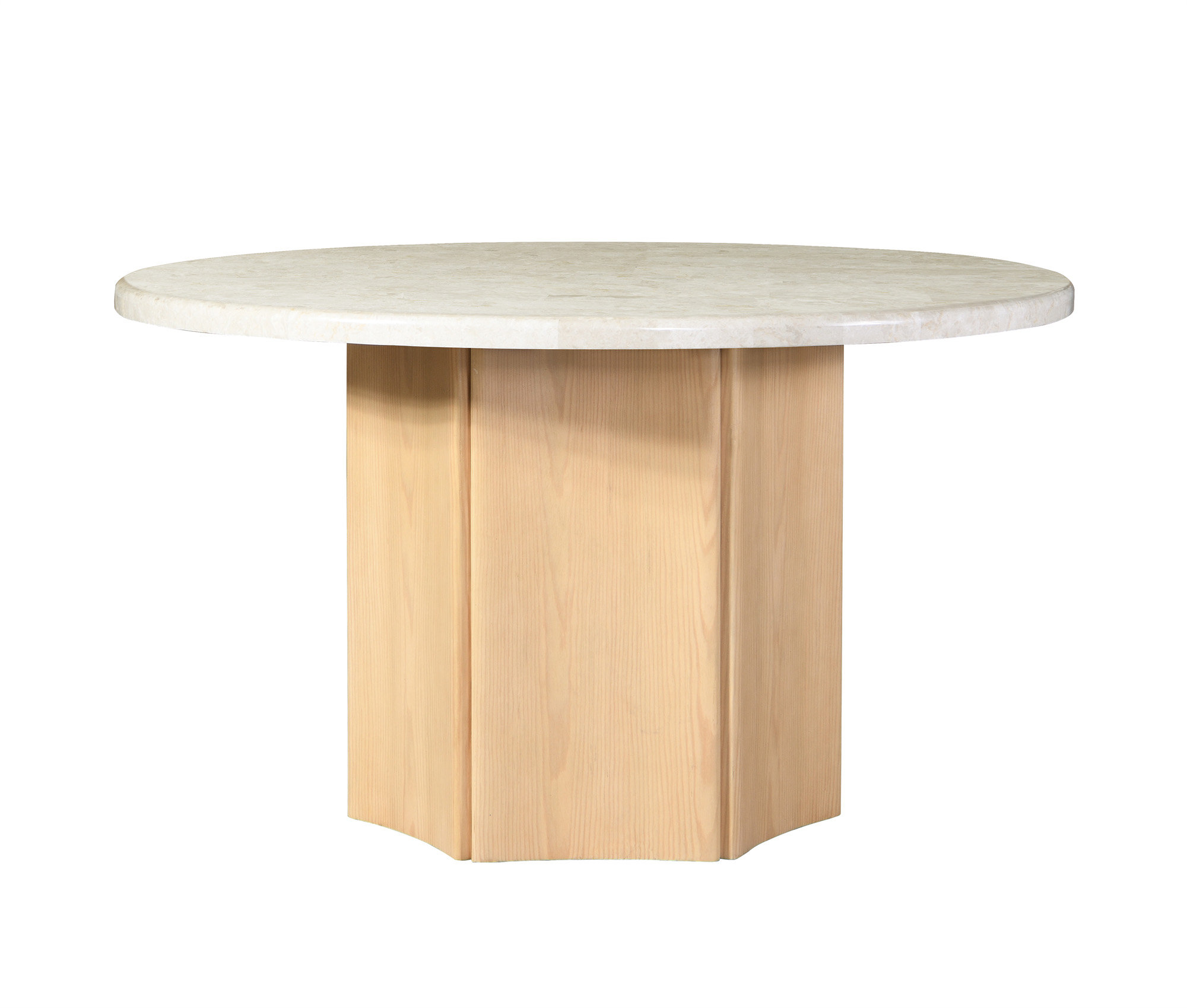 Ebern Designs Qwin Natural Marble Top & Oak Finish Round Dining Table ...