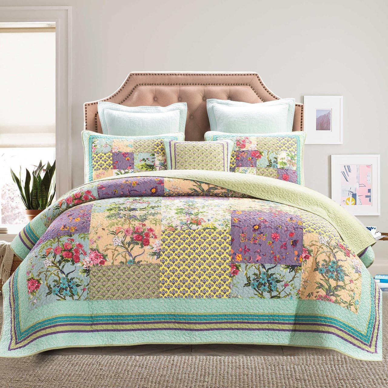 CoastalCart Quilts Patchwork Bedspread Set - 100% Cotton Reversible ...