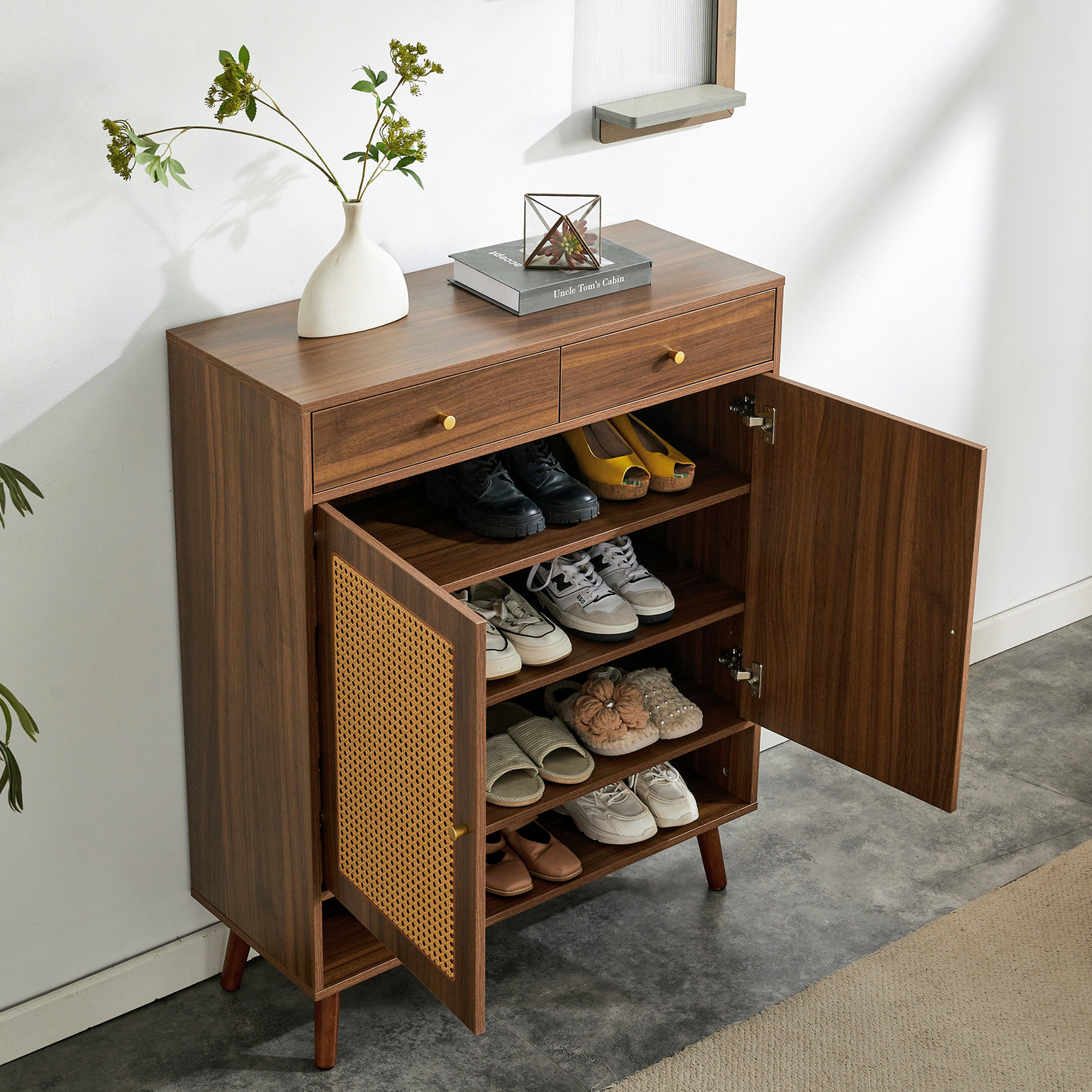 Corrigan Studio® Multi-functional Modern Minimalist MDF Shoe Cabinet - Seamlessly Fits into ...
