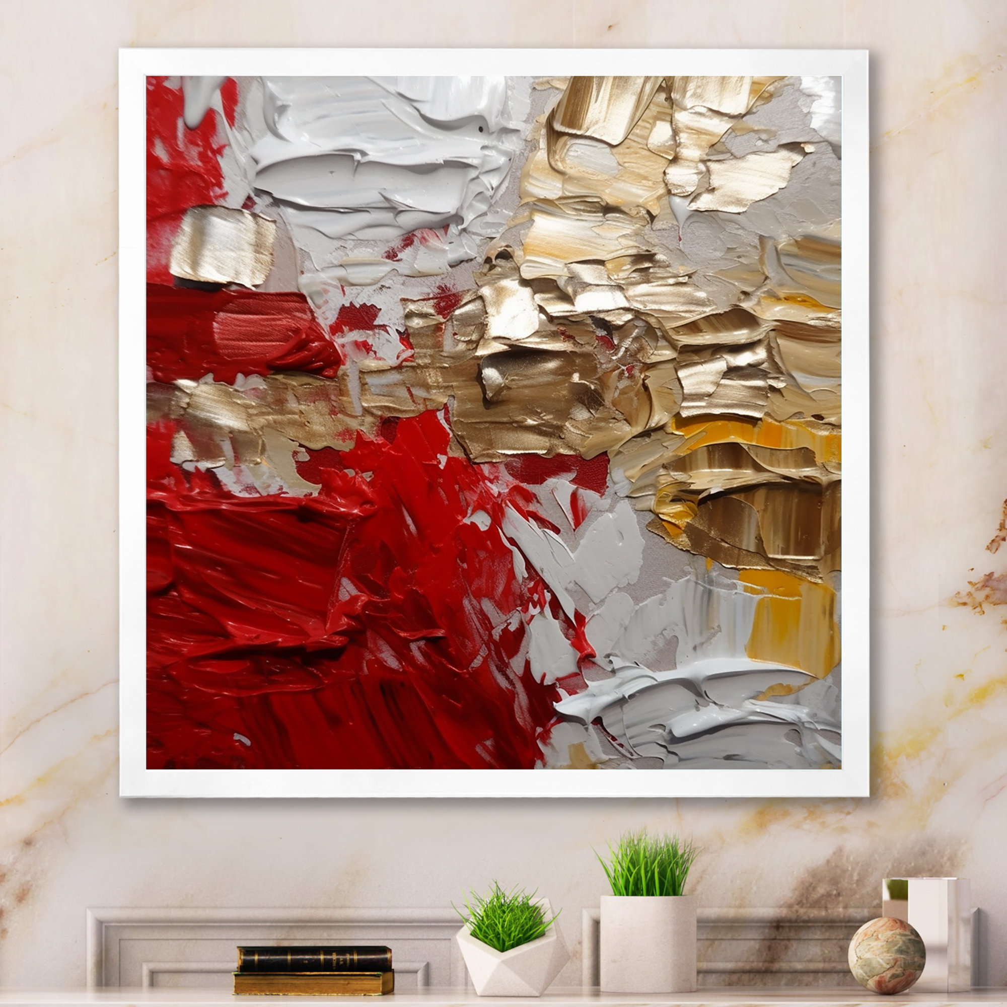 Wrought Studio Cardinal Sin Retro Delight Abstract Red & Gold ...