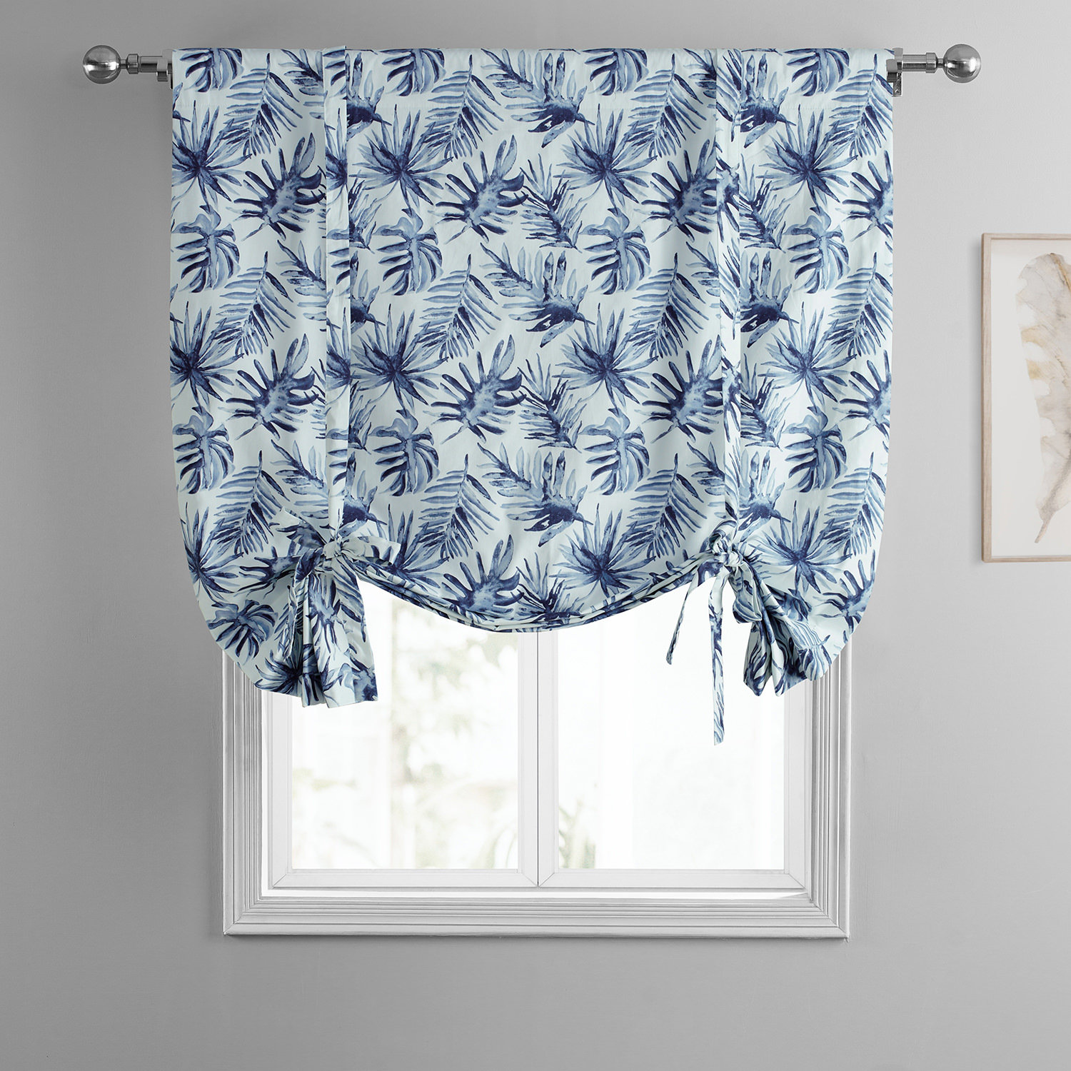 Bay Isle Home™ Artemis Printed Cotton Room Darkening Tie-Up Window Shade | Wayfair