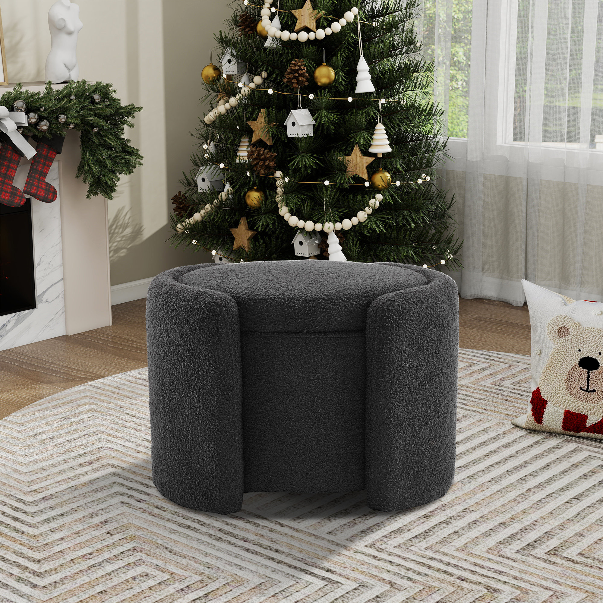Wrought Studio Modern Storage Ottoman,Upholstered Footrest Stool With ...