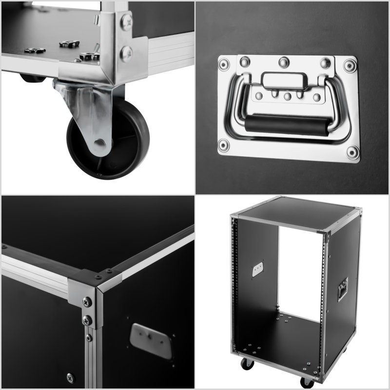 FRONG 16U Portable Mobile Rolling Network Rack (21'' H X 34.3'' W X 19. ...