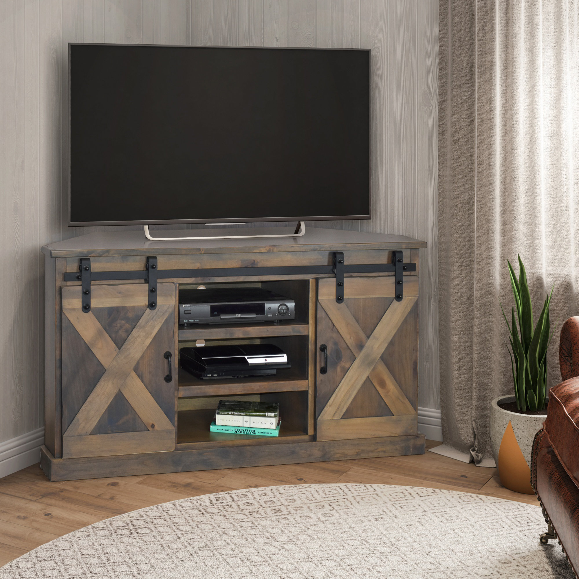 One Allium Way® 56 Inch Corner TV Stand For Tvs Up To 60 Inches, No ...