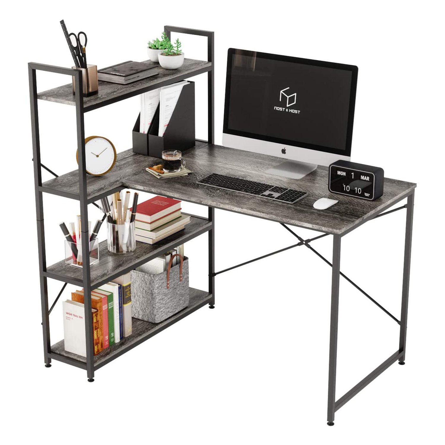 Bestier Nost and Host Home Office Reversible L-Shape Desk & Reviews ...