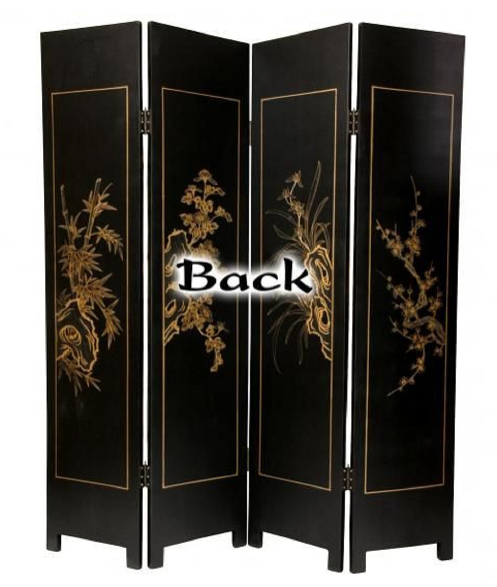 Oriental Furniture 72" x 64" Four Seasons Flowers 4 Panel Room Divider ...