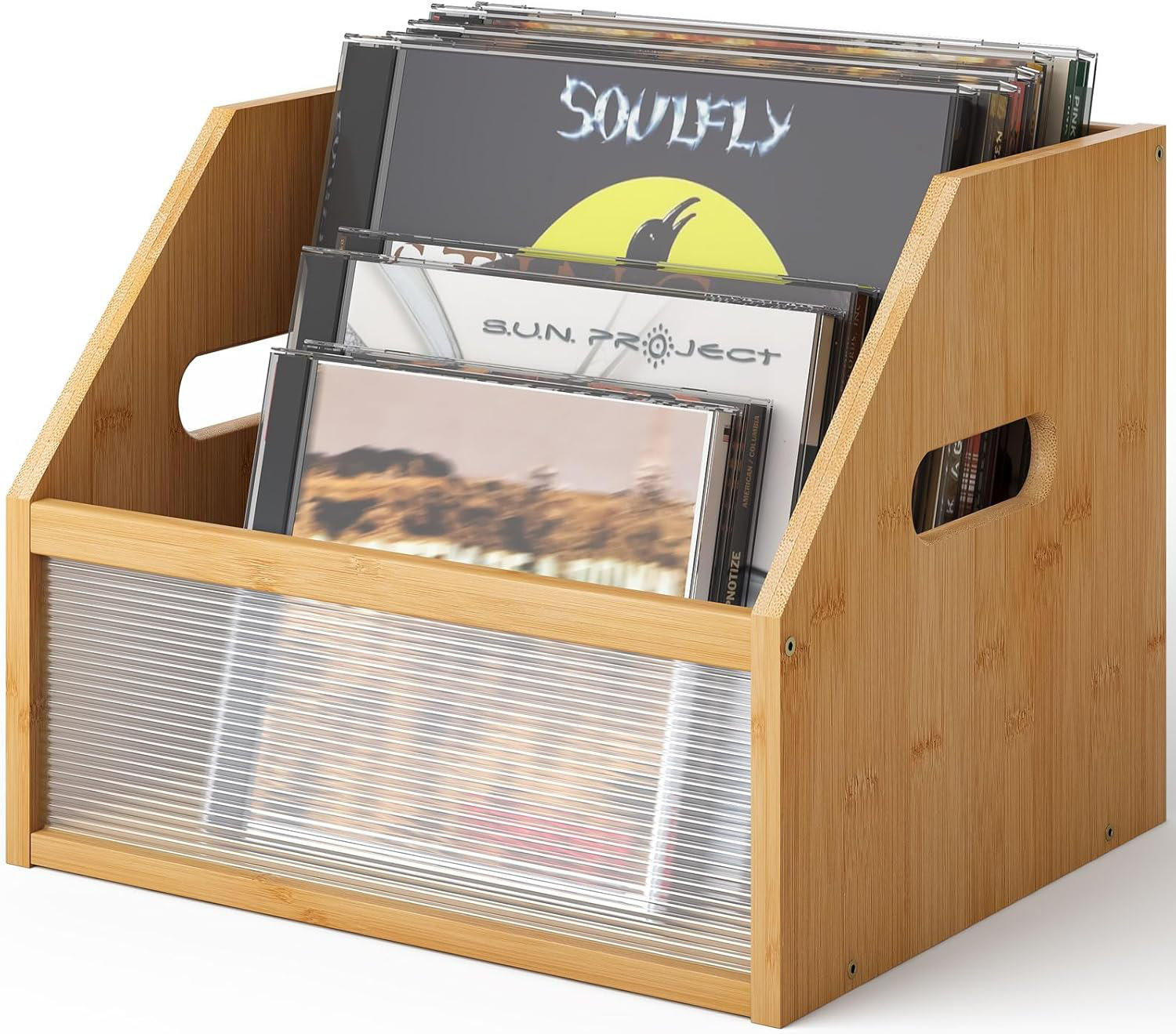 Hokku Designs Vinyl Record Storage Box, Bamboo Wood Record Holder ...