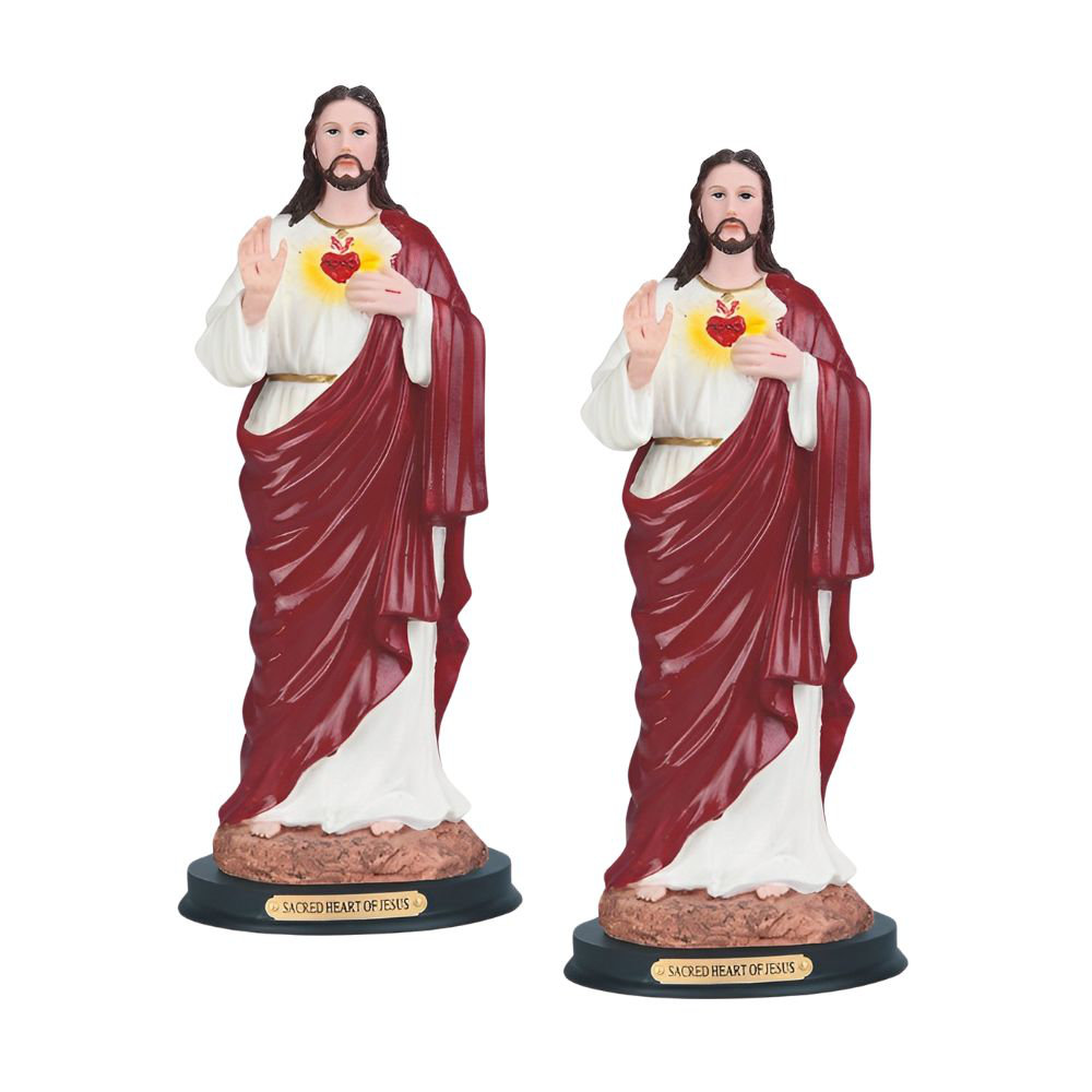World Menagerie "2-PC Set" ICE ARMOR 12"H Sacred Heart of Jesus Statue ...