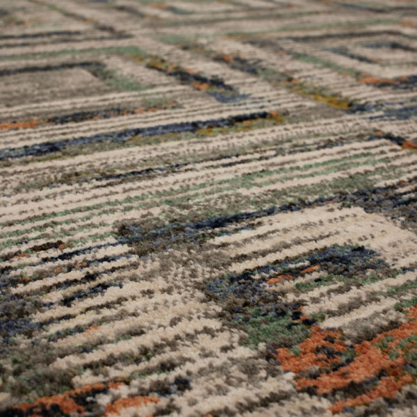 Scott Living Weathered Squares Teal/Gold/Gray Rug | Wayfair