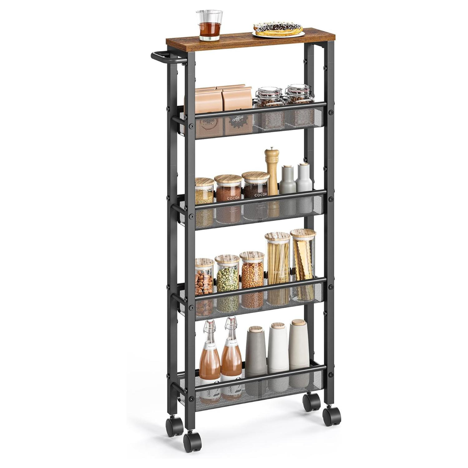 Passetas Slim Rolling Cart, 5-Tier Storage Cart, Narrow Cart With ...