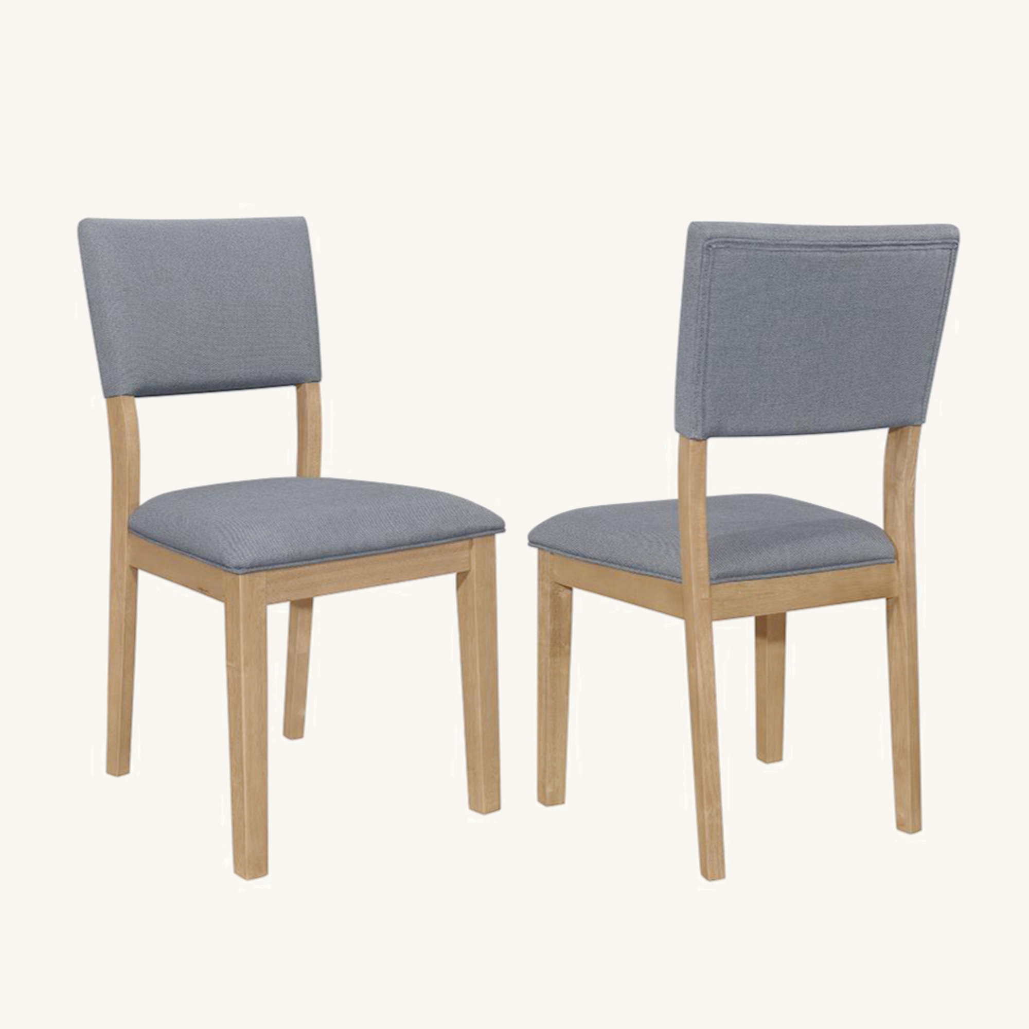 Winston Porter Set Of 2 Blue Fabric Upholstered Dining Chairs, Brown ...