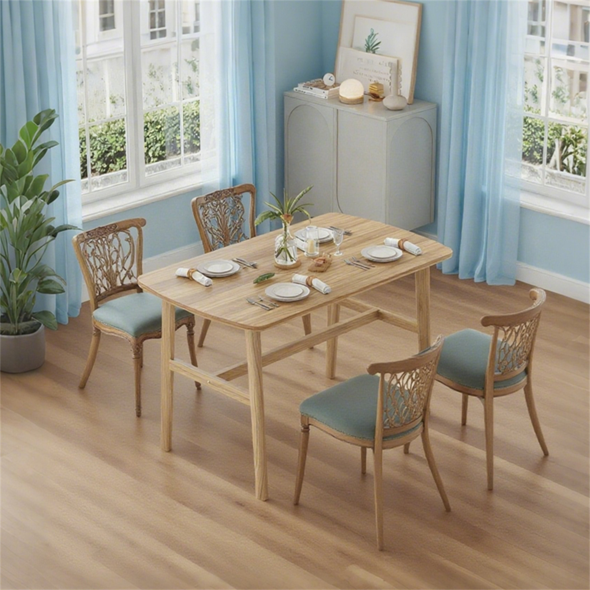 George Oliver 47.2'' Rectangular Dining Table (Metal Legs + Trapezoidal ...
