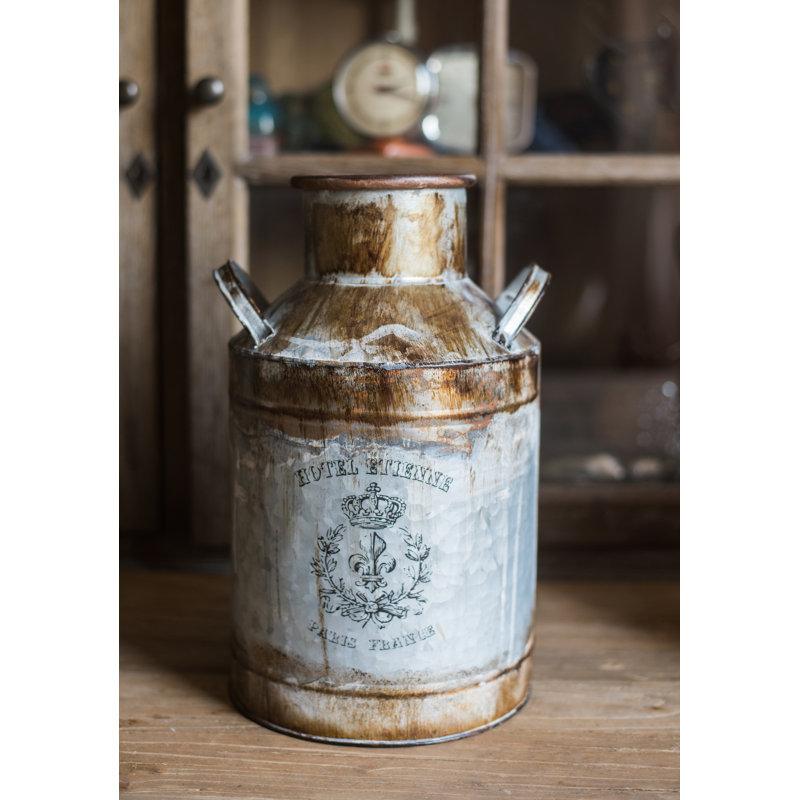 Gracie Oaks Riter Barrel Metal Pot Planter | Wayfair