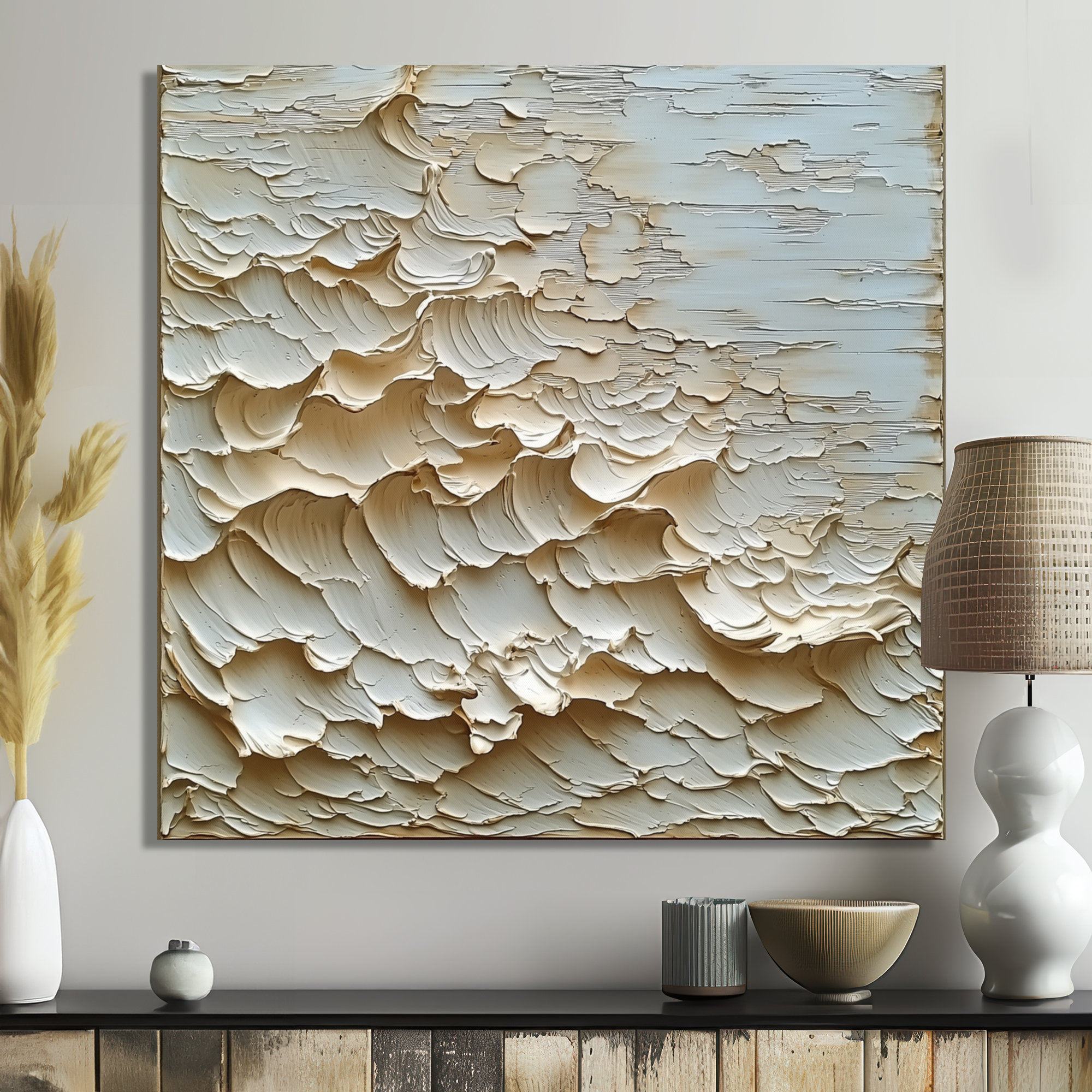 Wrought Studio™ Oberbeck Ascending Light Of Cream Waves Waters I - Abstract Modern Transitional ...