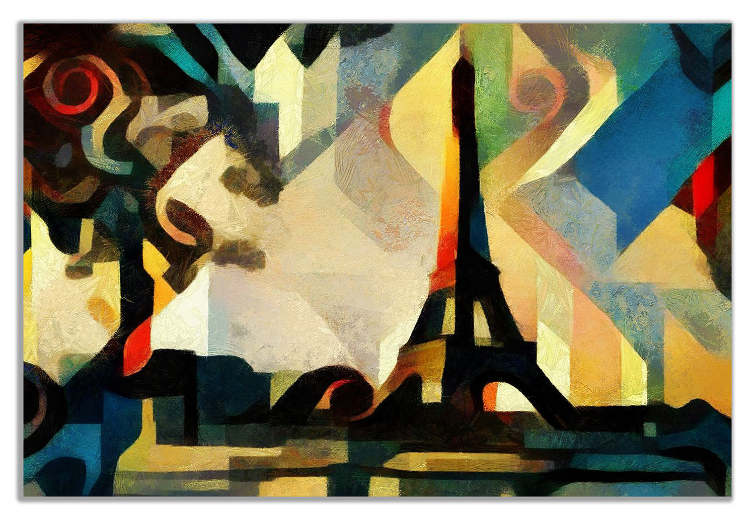 Panther Print Eiffel Tower Paris Cubism - Wrapped Canvas Painting ...