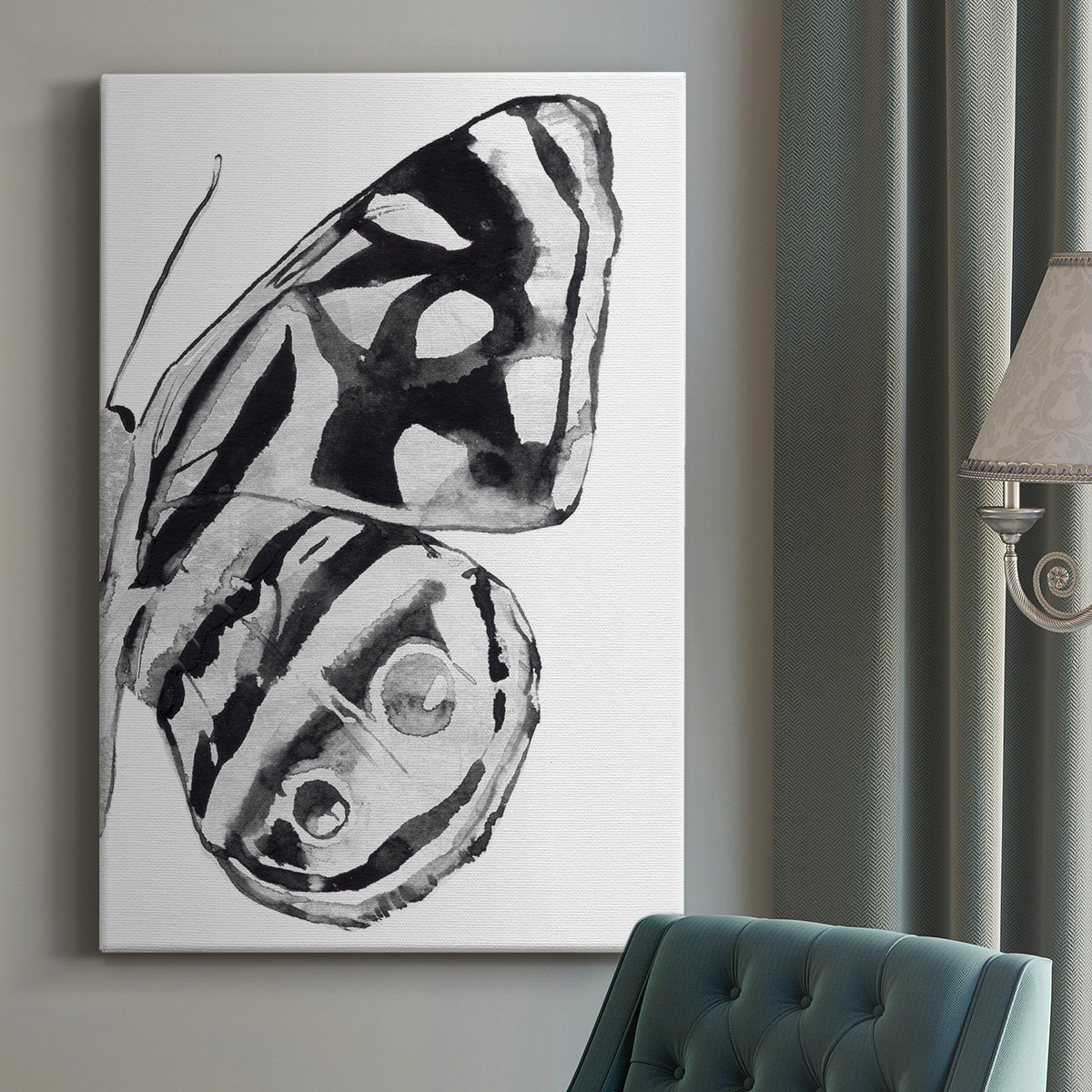 August Grove® Monochrome Wings III - Wrapped Canvas Painting | Wayfair