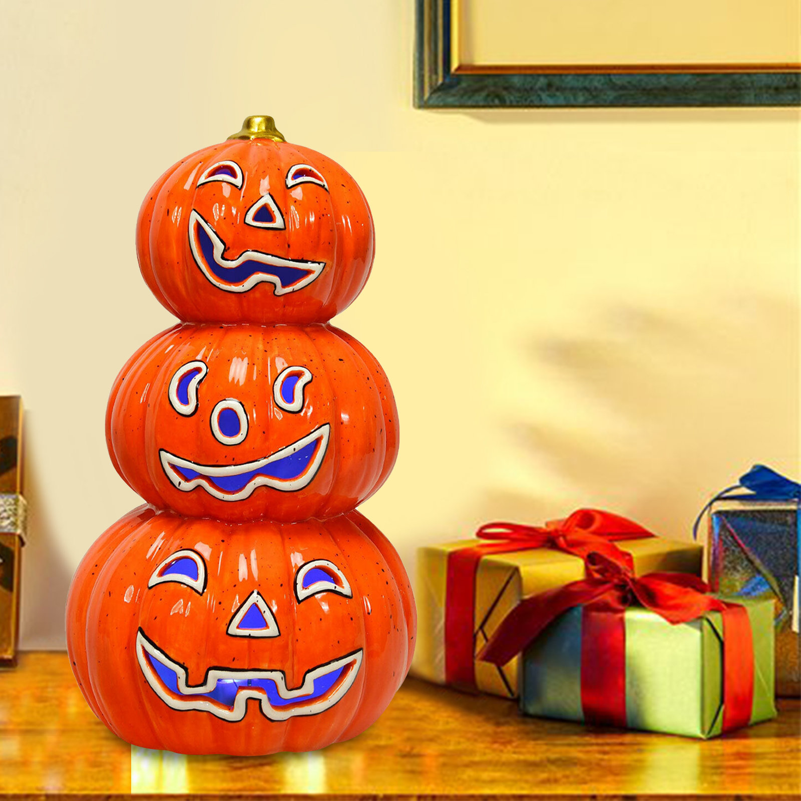 The Holiday Aisle® Halloween 3-Tier Color-Changing Lighted Ceramic ...
