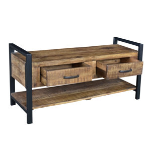 Union Rustic Hanks Wood Storage Bench | Wayfair
