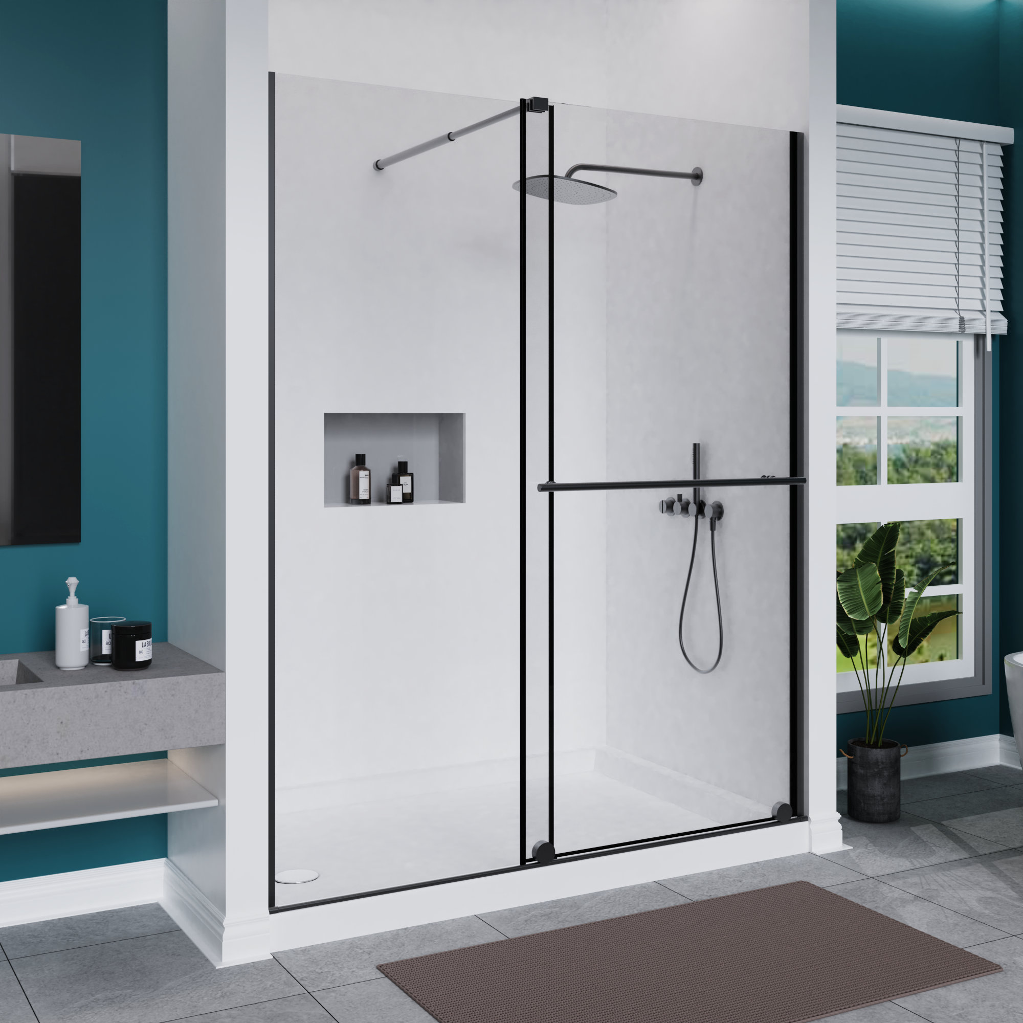 EleganceShoweria Shower Door,59-60 In.w X 72 In.h,1/4 Inch Thick Clear ...