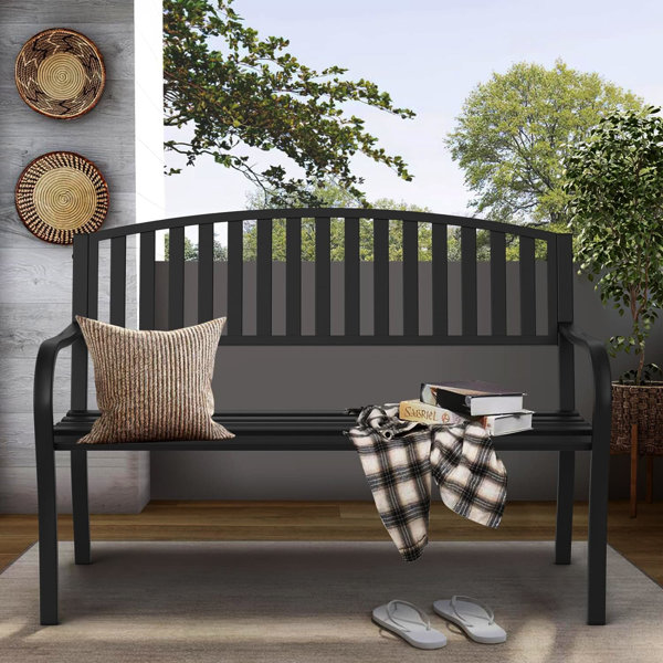 Lark Manor™ Outdoor Bench Weatherproof, Metal Frame Garden Bench, Rust ...