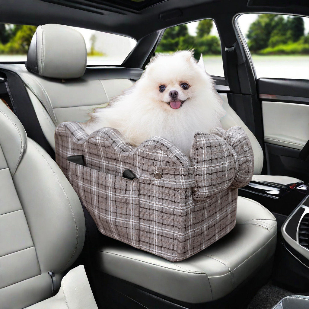 ATCHISON Small Dog Car Seat: A center console booster seat with a clip ...