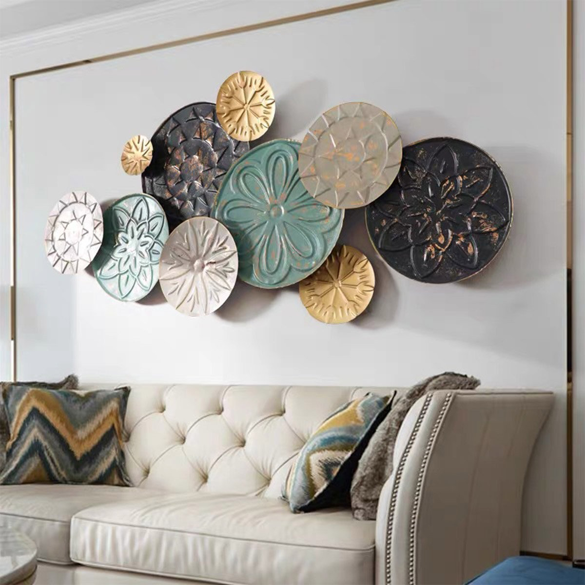 Bungalow Rose Light Luxury Creative Living Room Background Wall, Dining ...