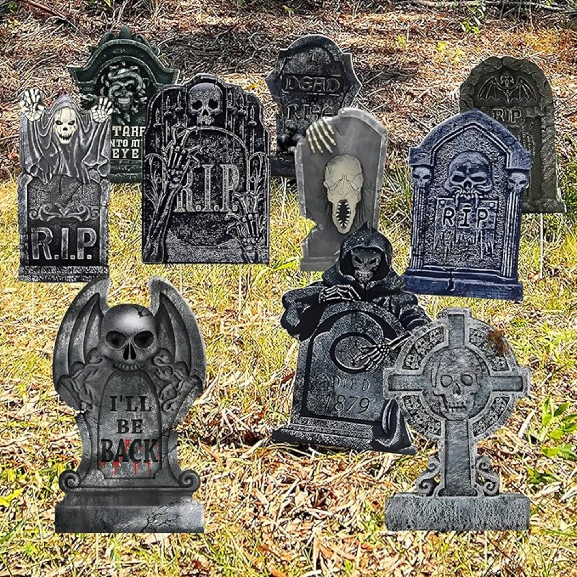 The Holiday Aisle® 10PCS Halloween Tombstone Decorations Gravestone ...