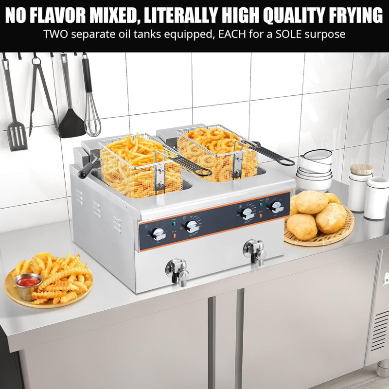 Zstar 8*2 Litre Electric Deep Fryer, Removable Basket, Drain Valve And ...