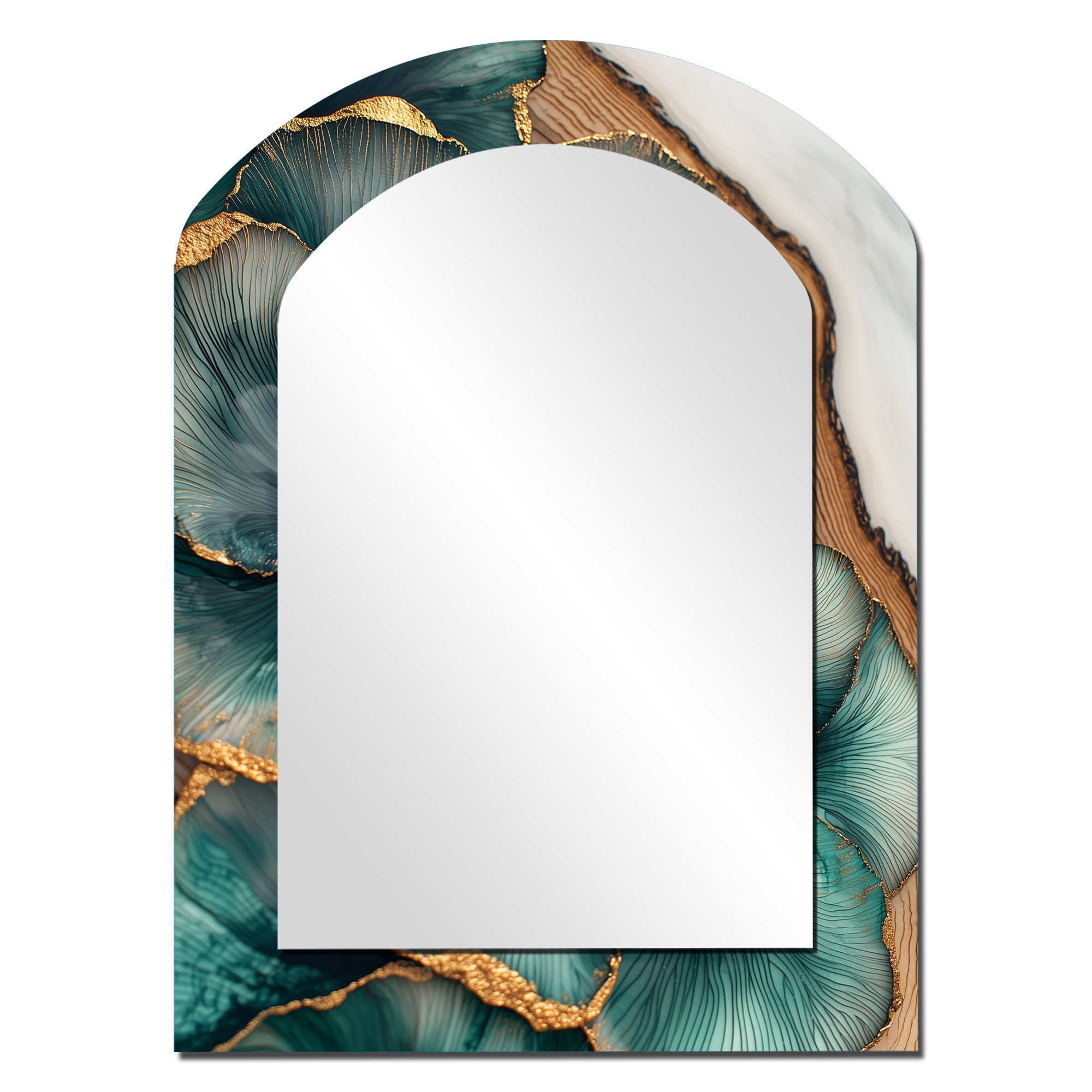 Mercer41 Emerald Leaves Wood Slide II - Stone Geode Arch Decorative ...