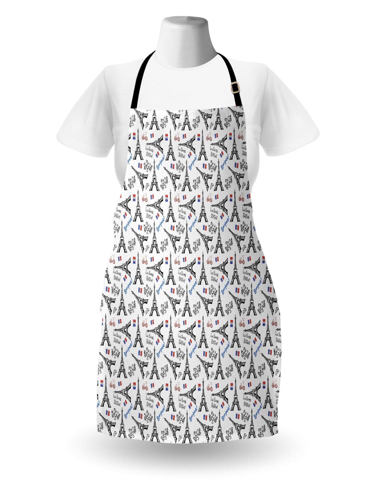 East Urban Home Eiffel Apron Unisex, French Doodle Art, Adult Size ...