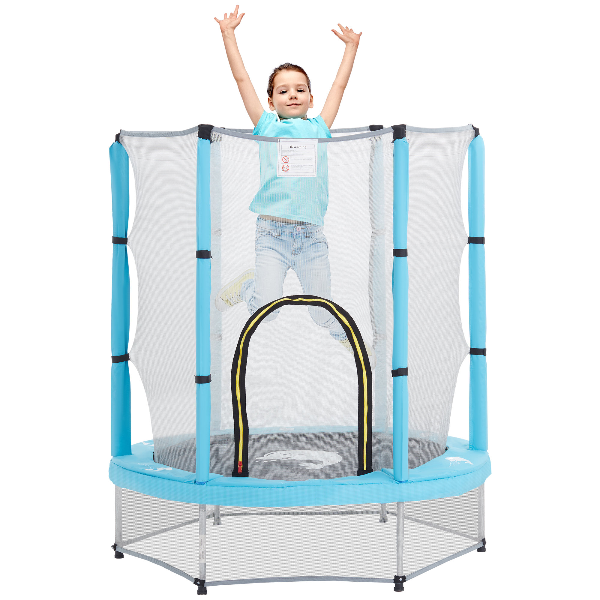 Qaba 4.6FT Trampoline for Kids with Safety Enclosure Net, Mini Toddler ...