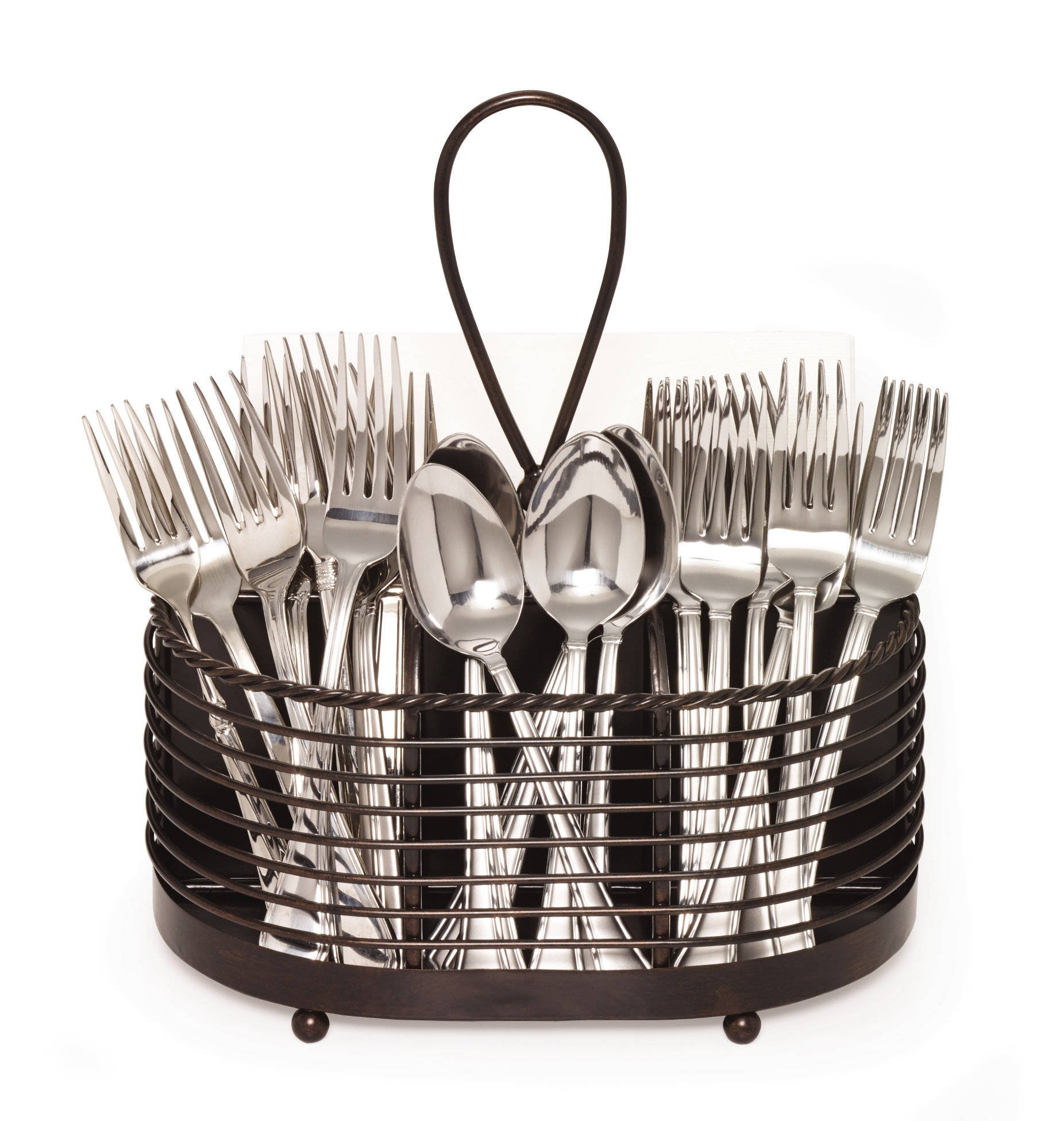 Gourmet Basics by Mikasa Rope Metal Tabletop Flatware and Napkin Picnic ...