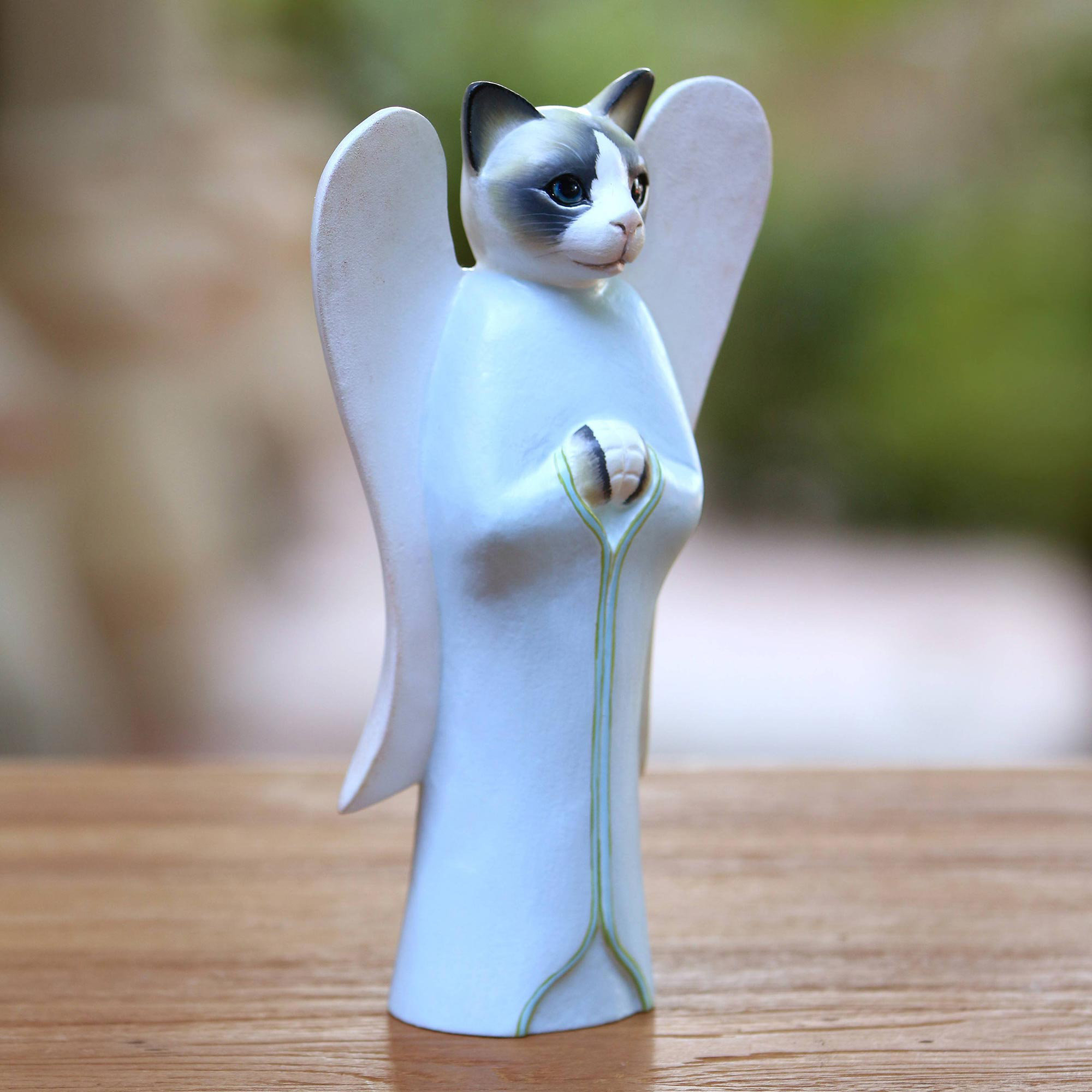 Red Barrel Studio® Kitty Cat Angel Wood Figurine | Wayfair